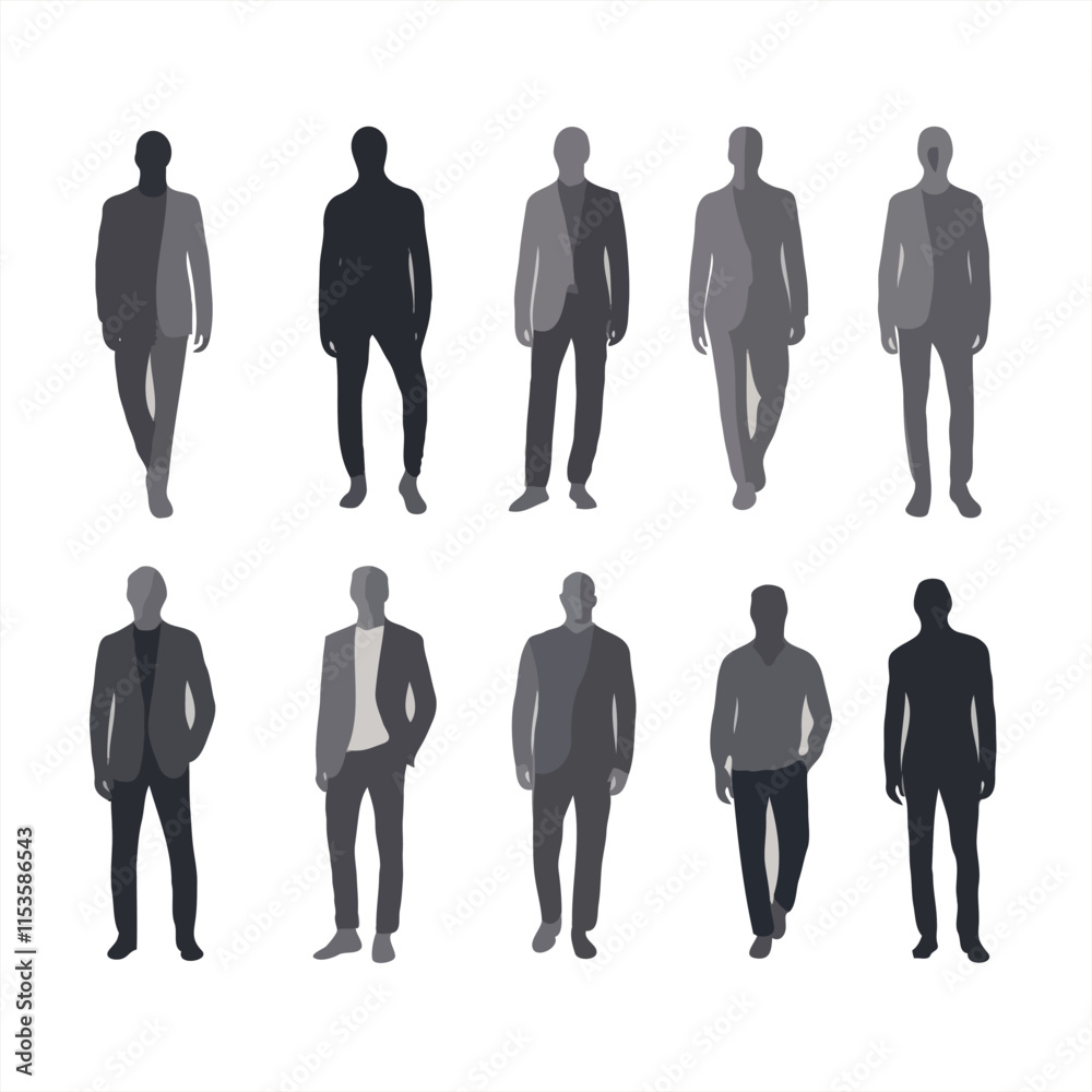 AdoSilhouette of Men Dynamic Poses and Masculine Formsbe Illustrator ...