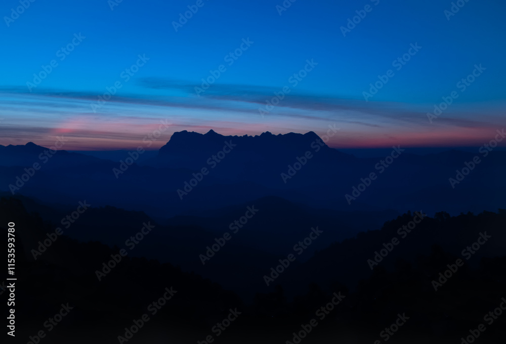 Hadubi Camping Viewpoint, view of Doi Luang Chiang Dao mountain in the ...