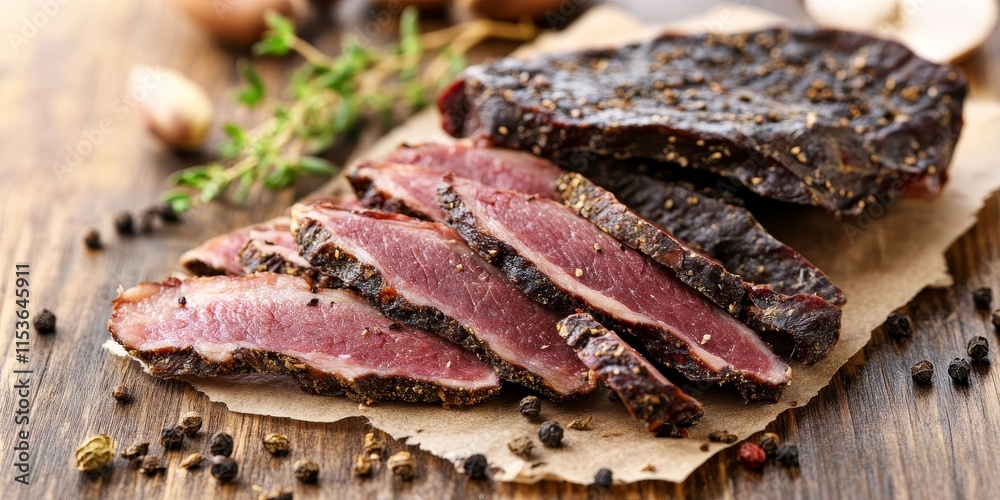 Savory biltong, a popular dried meat snack, offers a unique taste ...