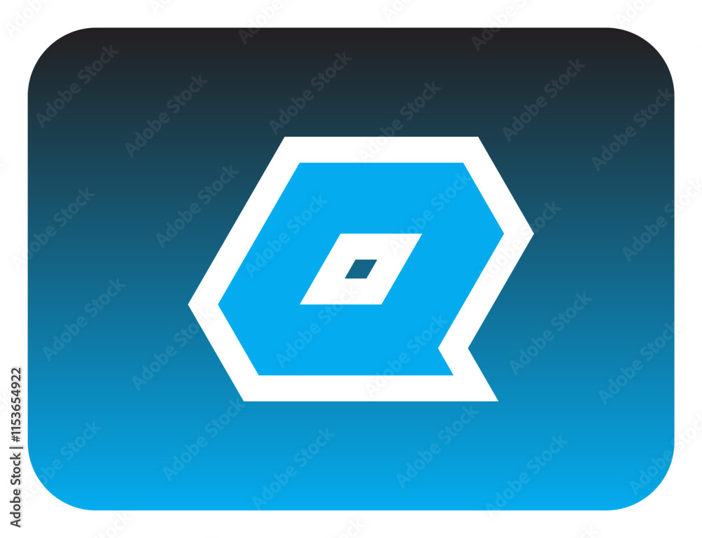 The bold slanted "O" letter logo sharp corners is made from a basic ...