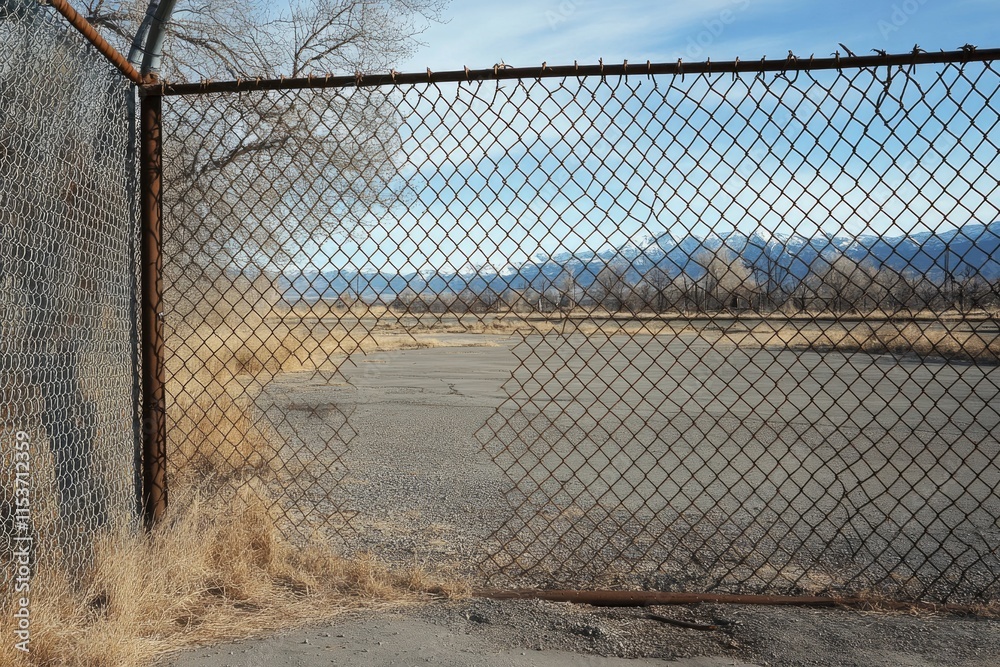 Chain Link Barrier Enclosing Solitary Exercise Yard for Death Row ...