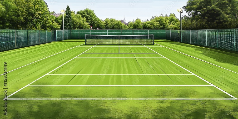 Ilustración de Stock Tennis court map illustration featuring a detailed ...