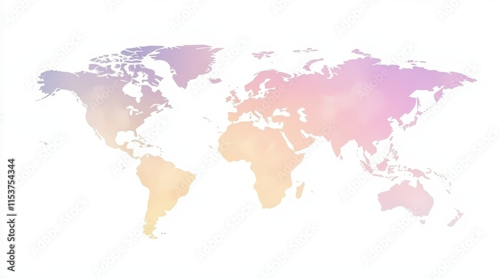 Minimalist gradient world map outline design with elegant line drawing ...