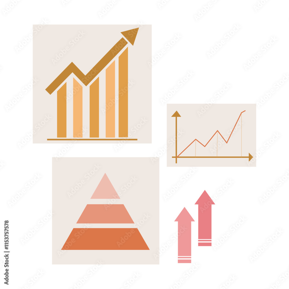 A minimalist vector illustration showcasing financial statistics and ...