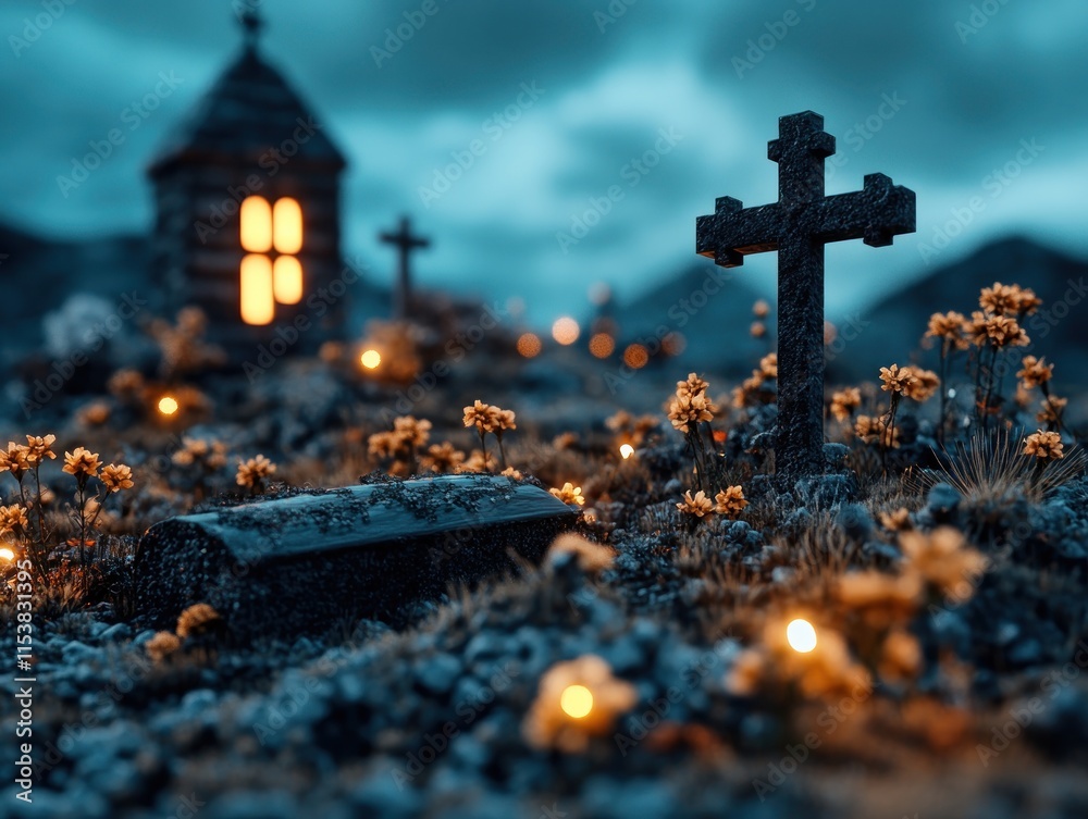 Foto de Stock Explore the serene beauty of a traditional grave scene ...