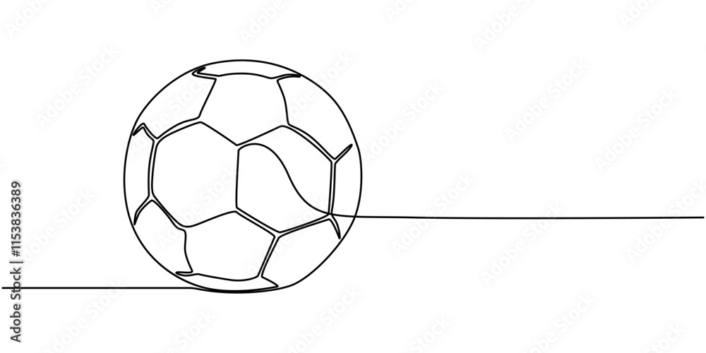 Image vectorielle Stock Soccer Ball in a continuous one line art ...