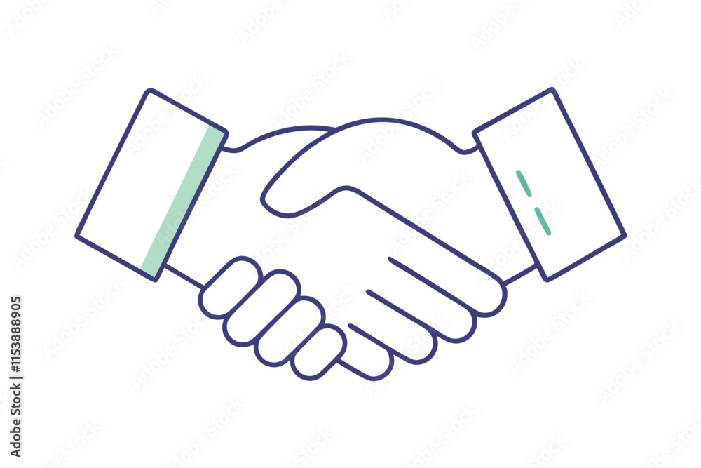 Outlined minimal design of handshake with words written alon with ...