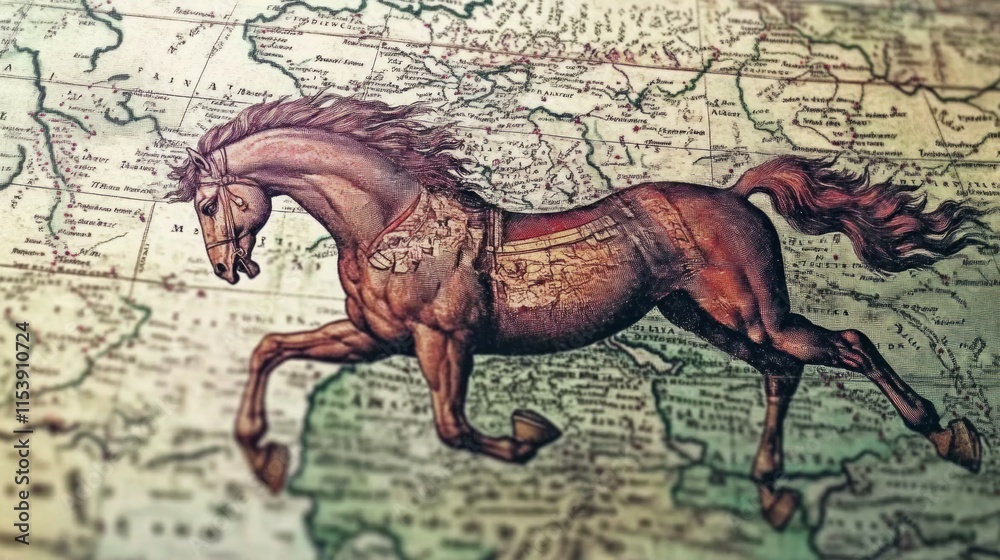 History of the horse and the first horse riders in history 素材庫插圖 ...