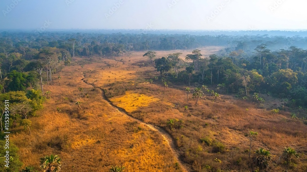 Aerial view of a once vibrant forest that has been transformed into a ...