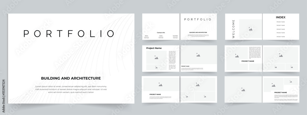 Modern white architecture and interior portfolio template design or ...