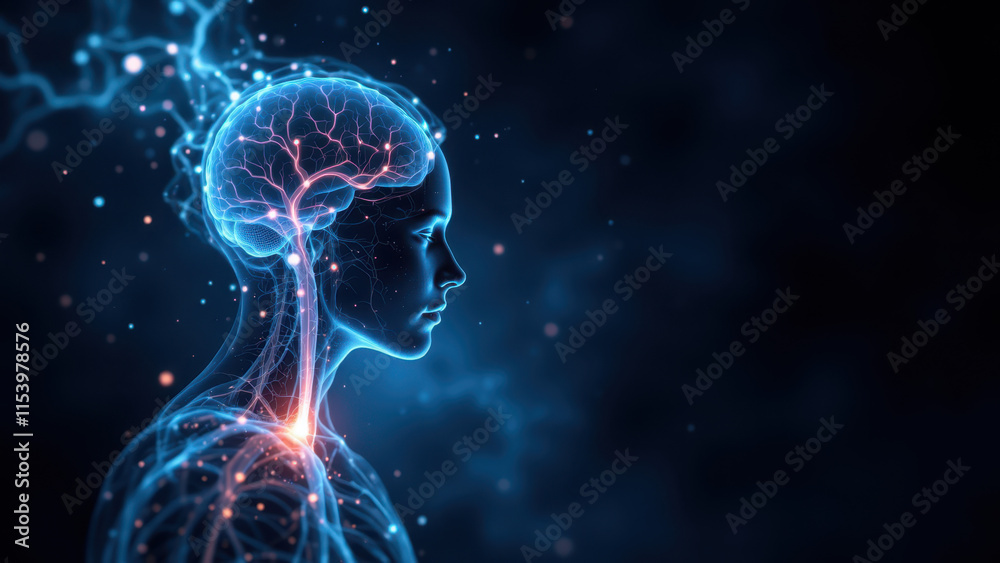 Vagus Nerve Stimulation - Image of a human head with a highlighted ...