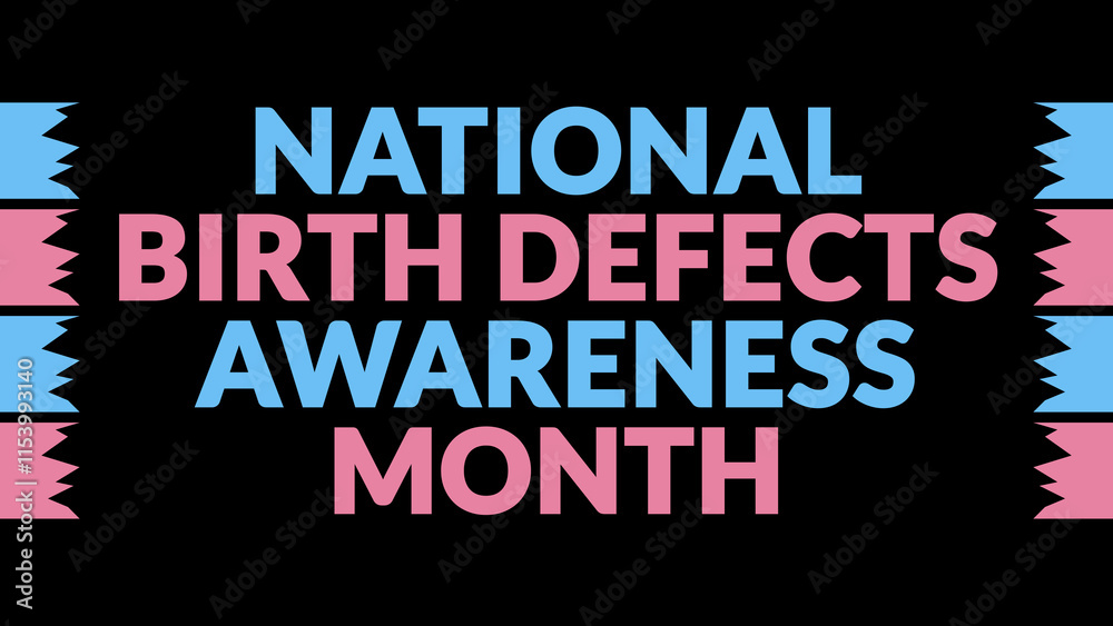 National Birth Defects Awareness Month text with side lines on a black ...