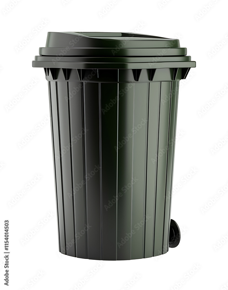 Black colored container garbage bin on transparent background. high ...