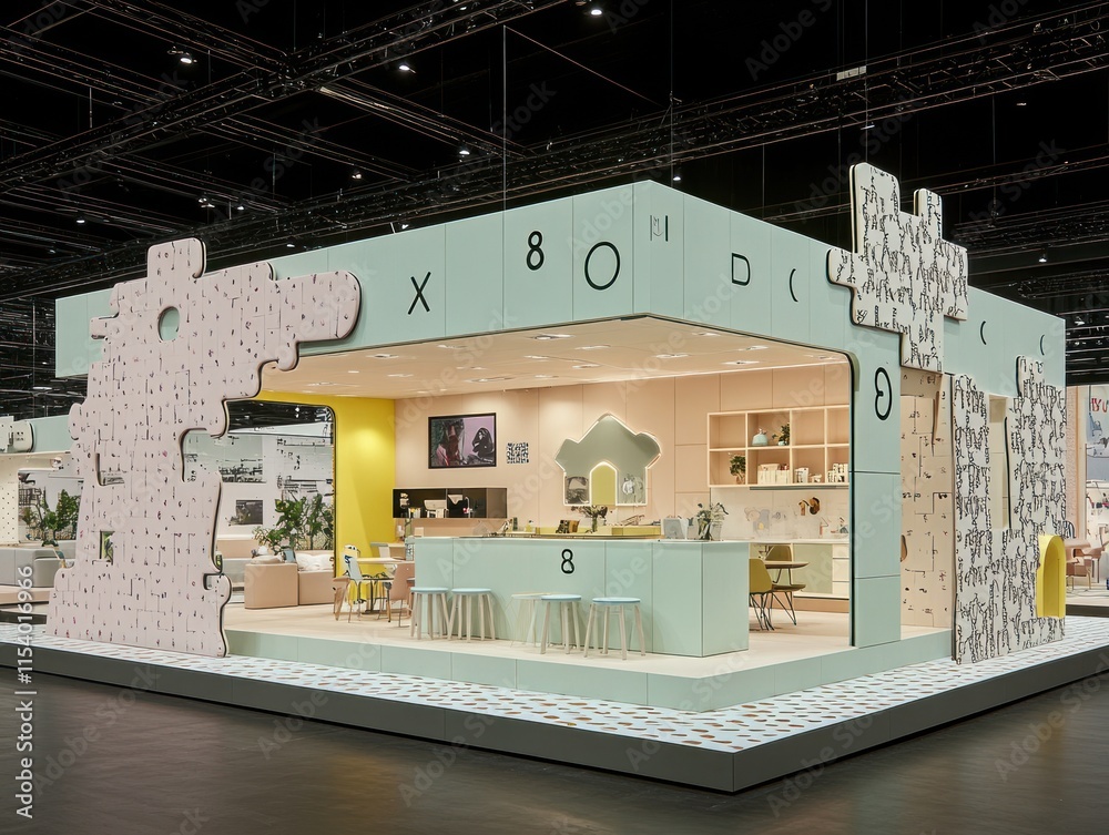 Unique booth features large puzzle pieces with bold prints, inviting ...