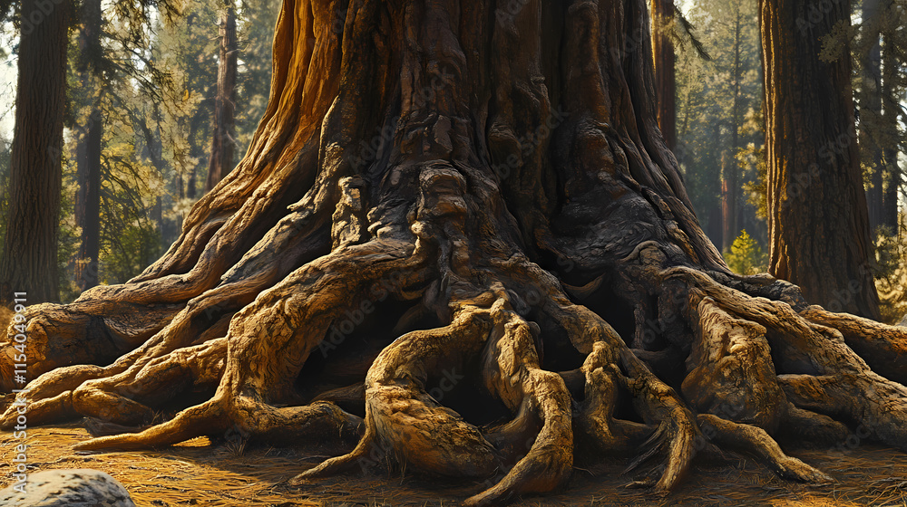 Gnarled base of a sequoia tree in the mariposa grove, sequoia, tree ...