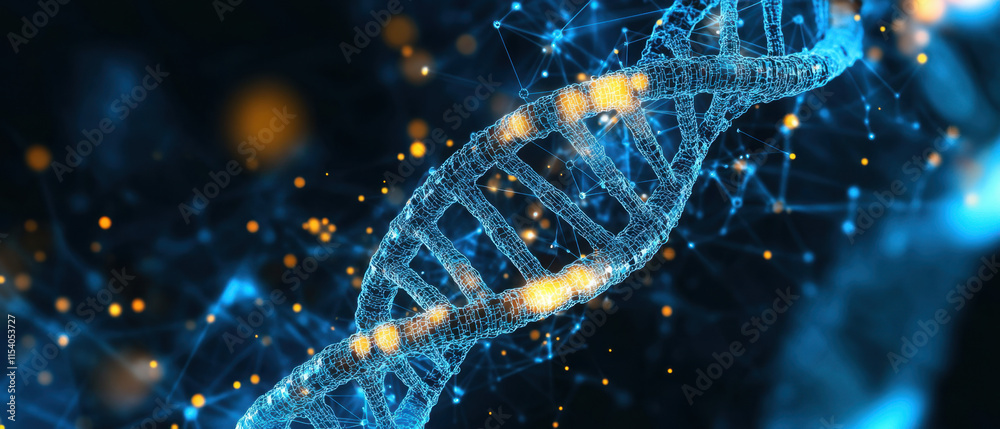 The fascinating digital image of the double helix of the DNA shows ...