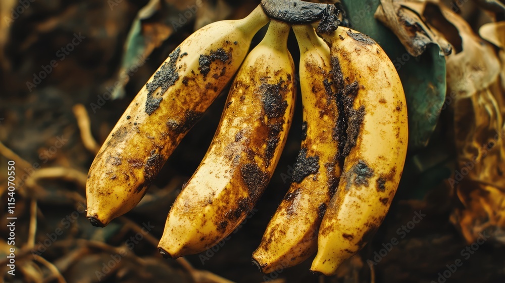 Stock-Foto „Rotten bananas infested by insects highlighting decay and ...