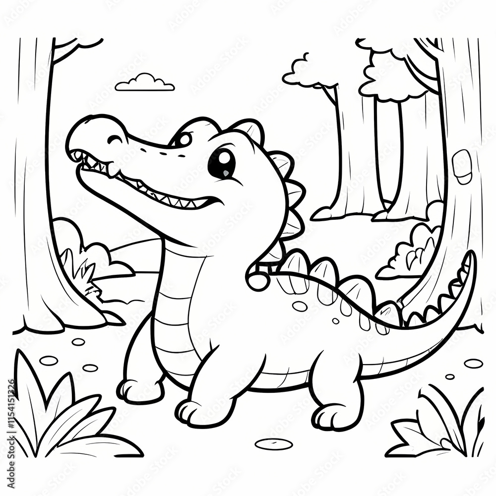Cute kawaii alligator cartoon character on the island background ...