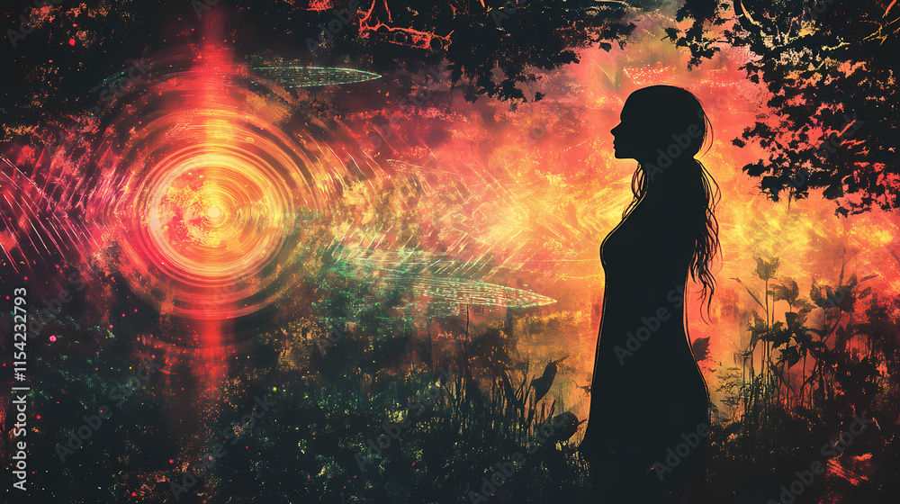 Forest floor frequency tuning feminine silhouette aligning with earths ...