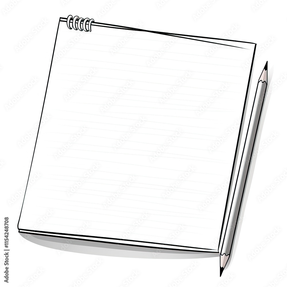 an image of only a pencil and a blank sheet of paper, very simple ...