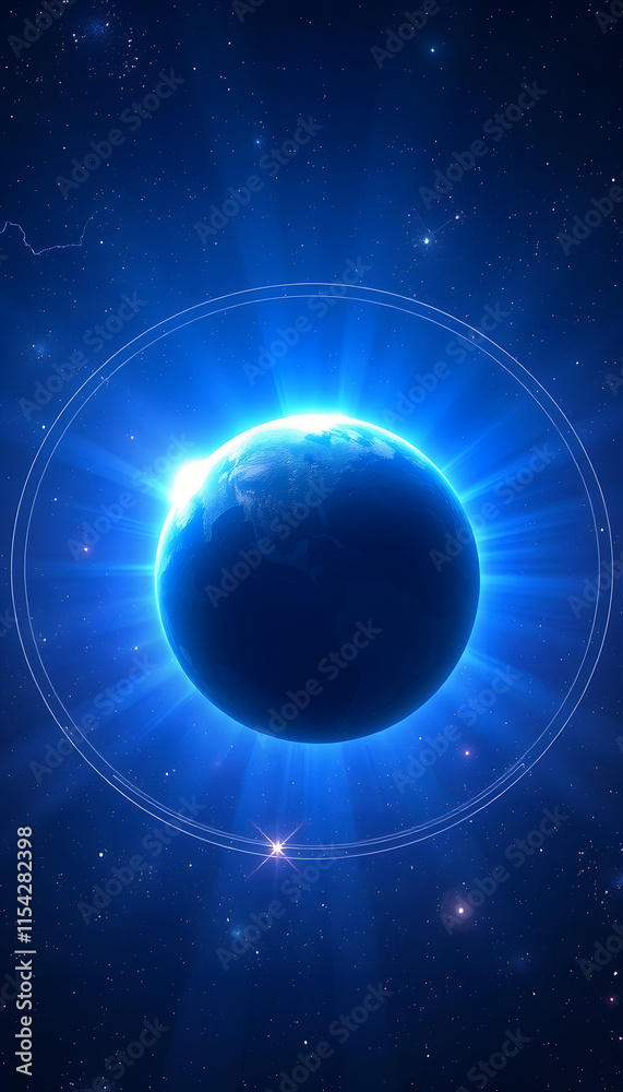 Earth Orbit Reverse Blue Sun Radiance Outer Space. Epic Cosmos Nebula ...
