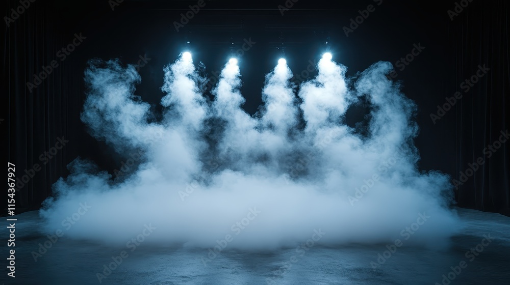 A powerful composition where five beams illuminate swirling smoke for a ...