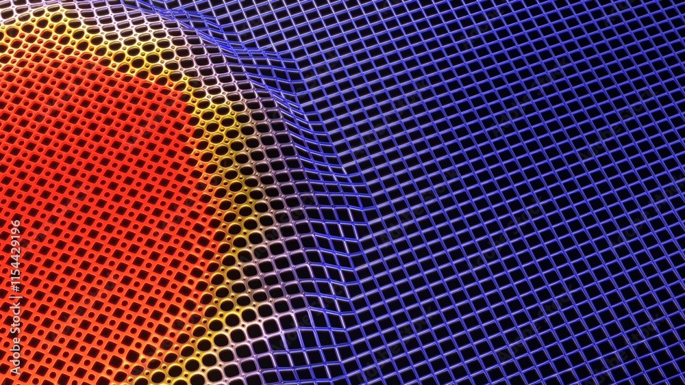 Metallic mesh surface featuring dynamic gradient transition from red ...
