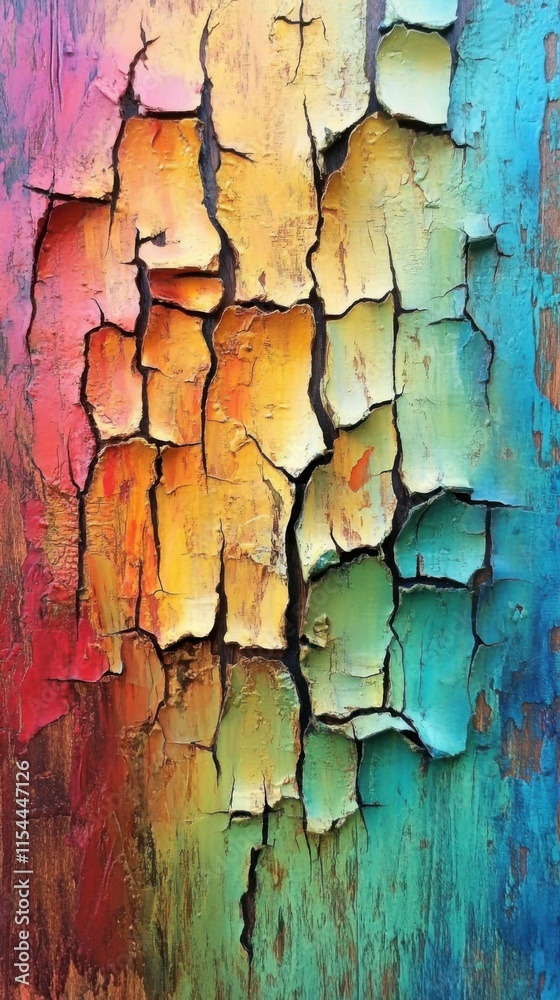 rustic textured wall with layers of peeling paint and vibrant tones ...