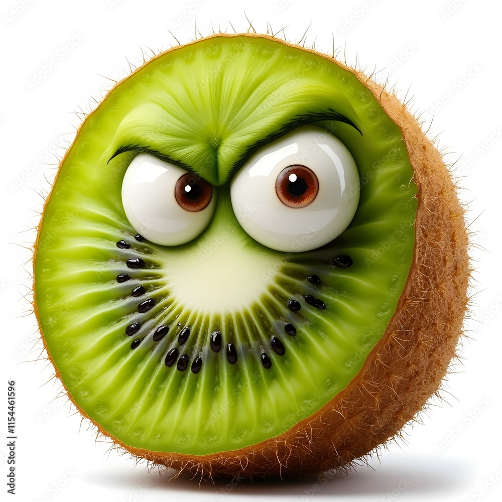 Angry Kiwi Fruit Character, Grumpy Fruit Face, Cartoon Kiwi with ...