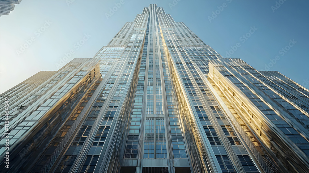 Iconic art deco skyscraper in New York City with geometric patterns and ...
