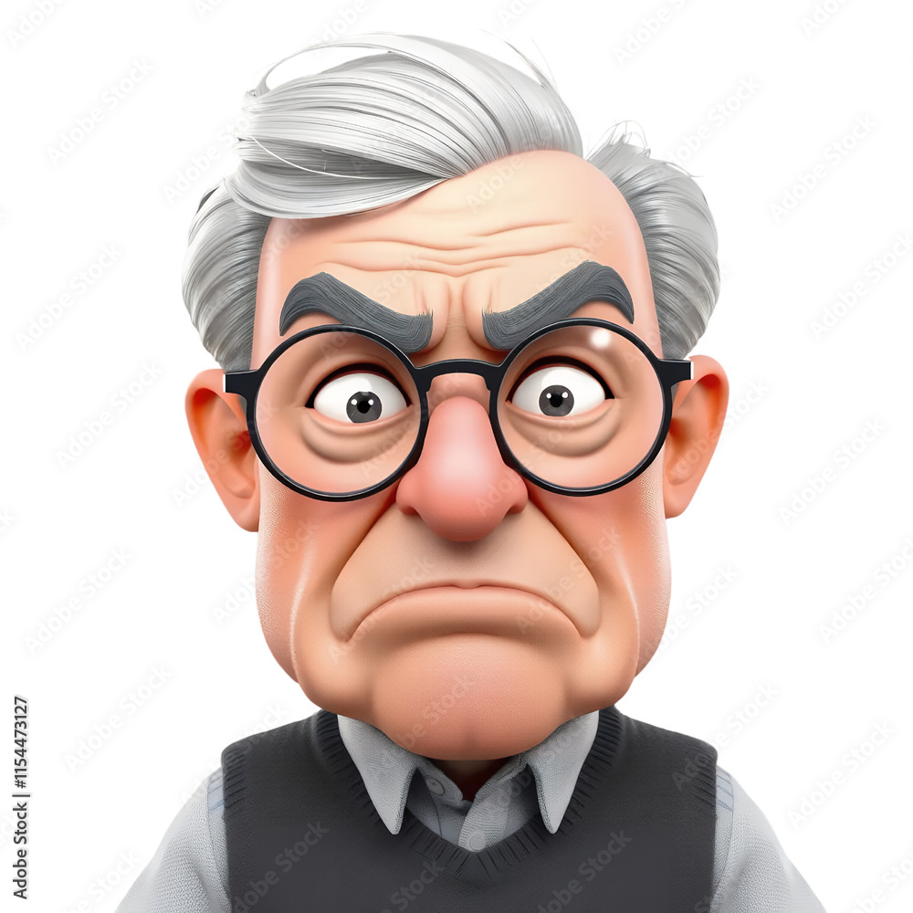 Cartoon funny grandpa running illustration clipart, detailed, white ...