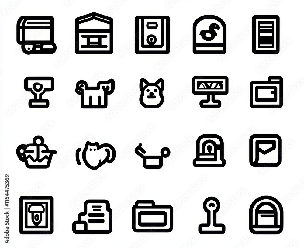 Well-crafted Pixel Perfect Modern Thin Line Dog Icons 30 2x Grid for ...