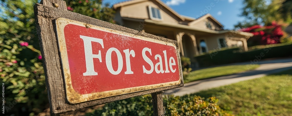 A "For Sale" sign stands proudly in front of a beautiful home, offering ...