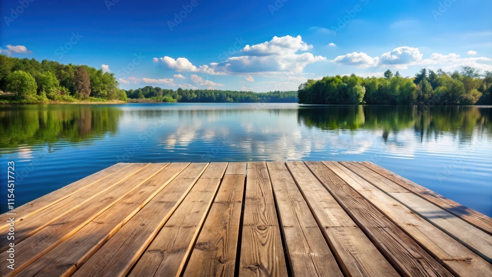 Simple Wooden Lake Platform, natural wood planks Stock Illustration ...