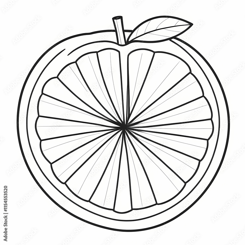 Orange fruit illustration, coloring page for kids, the main object ...