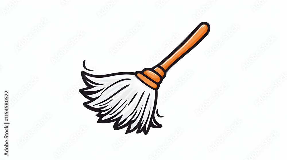 Cartoon dust mop cleaning illustration, white background, for website ...