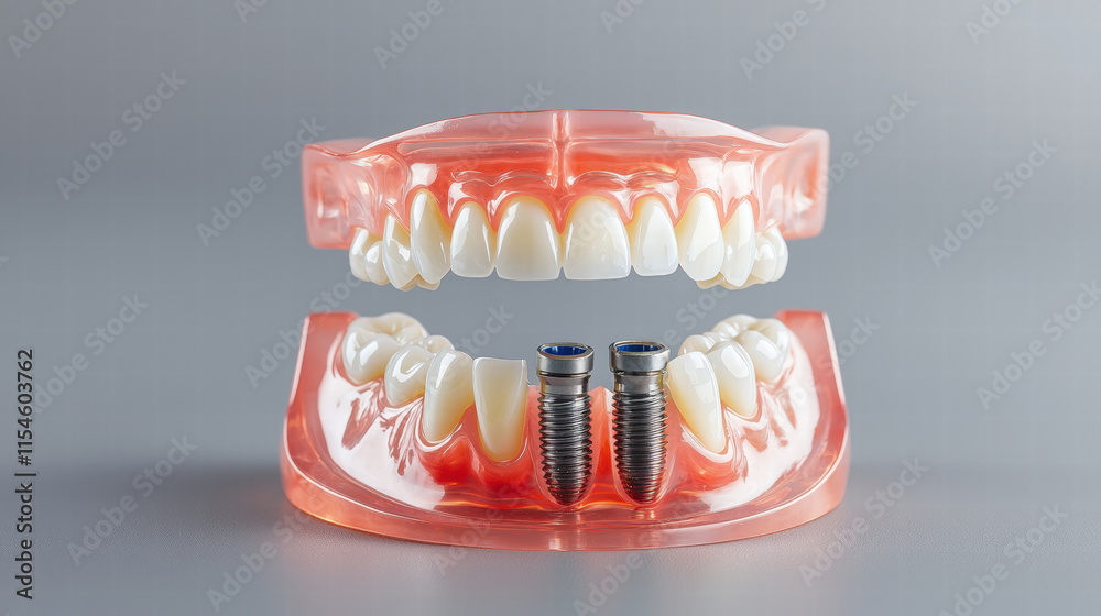 detailed dental model showcasing dental implants and realistic teeth ...