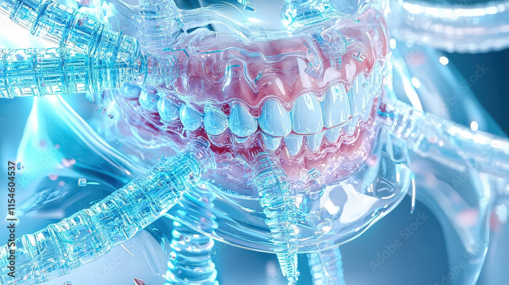 Ilustración de Stock Stunning 3D animation of tooth regeneration ...