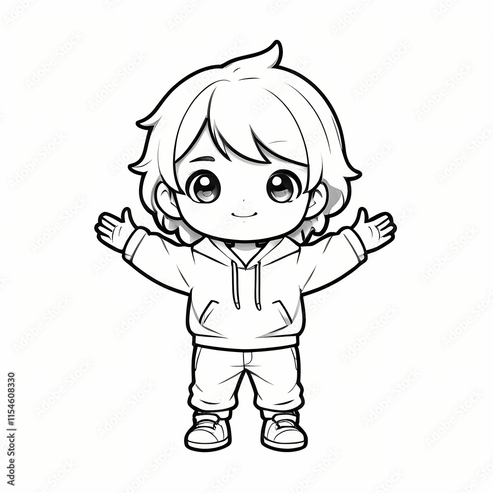 Coloring book. Cute kawaii girl cartoon vector illustration. Kid ...