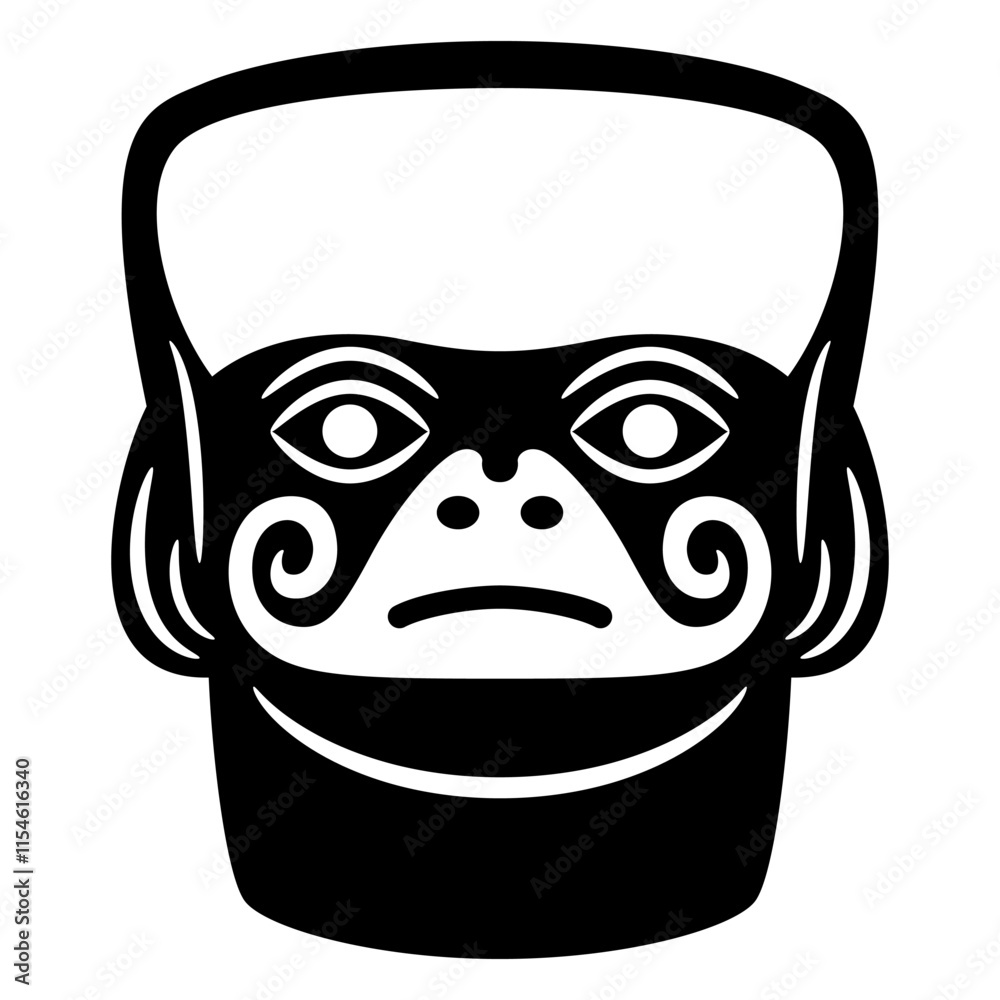 Stylized human head. Native American art of Moche Indians of ancient ...