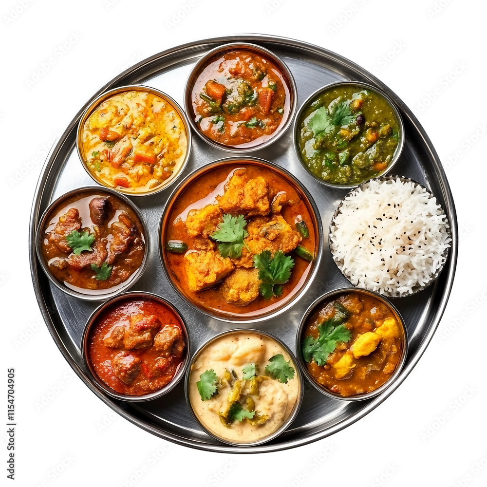 Traditional Indian thali isolated on transparent background remove png ...