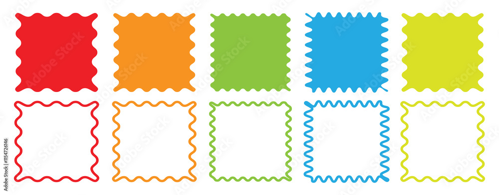 Rectangle and square shape frame with zigzag edge. Set of Zigzag and colorful Shapes. Vector ...