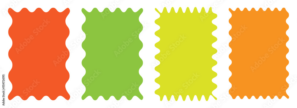 Set of Zigzag and colorful Shapes. Zig zag edge rectangle shape collection. Vector Rectangle ...