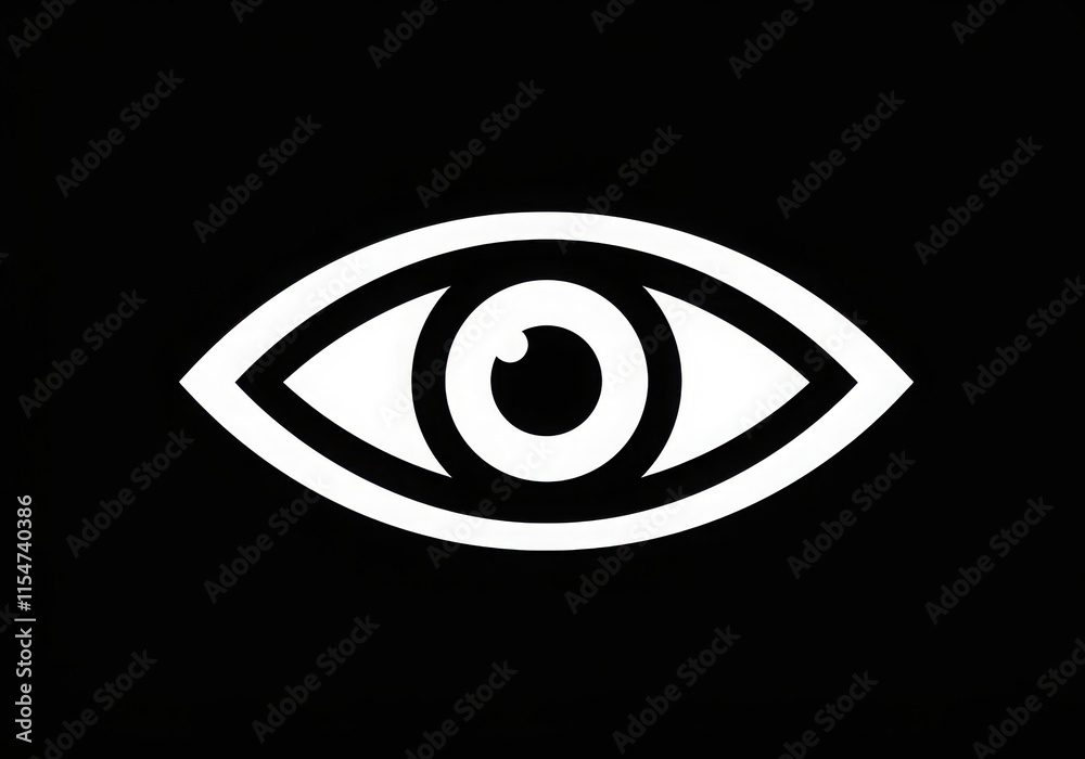 minimalist eye icon, black and white, graphic design, simple shapes ...