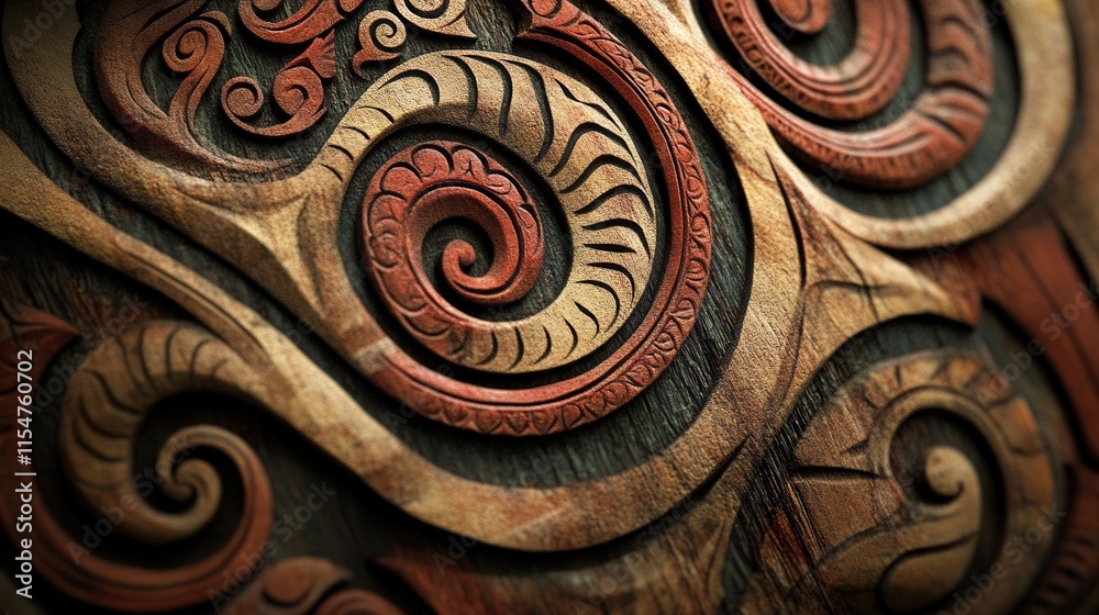 Maori tattoo motifs featuring intricate swirls, koru shapes, and oceanic themes, celebrating ...