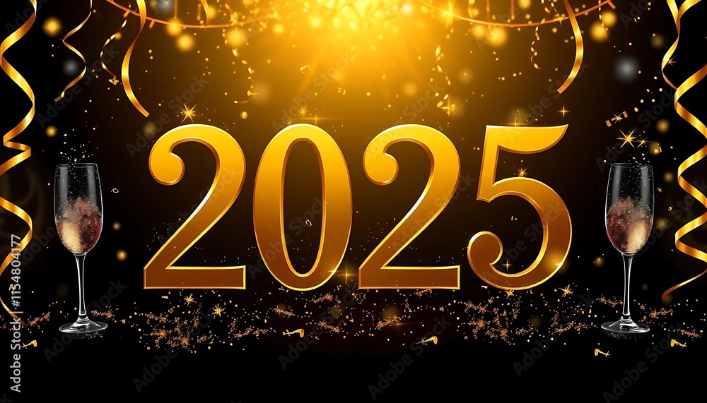 Celebrating 2025. Glittering 2025 sign Stock Illustration | Adobe Stock