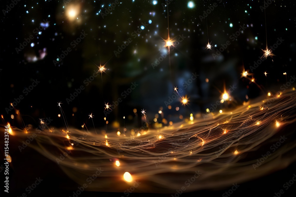 tiny stars twinkling as they descend leaving behind faint trails Stock ...