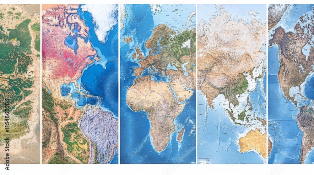 Detailed world map showing topographical features and geographical ...