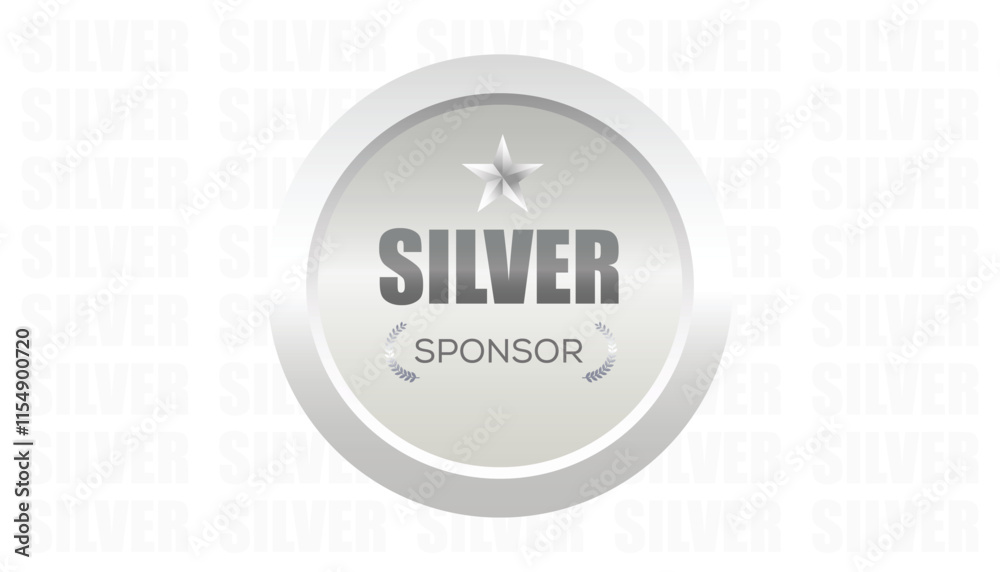 Silver sponsor stamp sign on Silver background, star logo with Silver ...