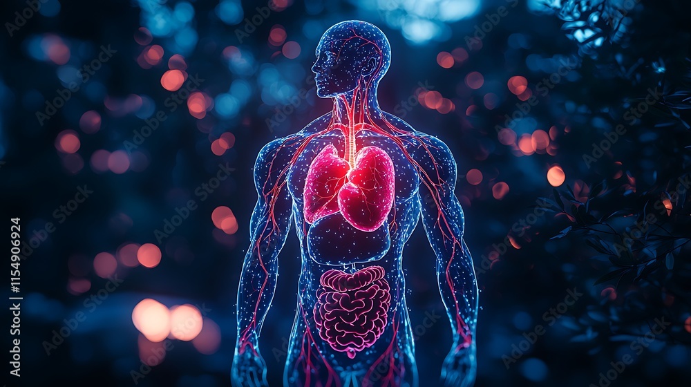 Cross-sectional view of the human circulatory system, veins and ...